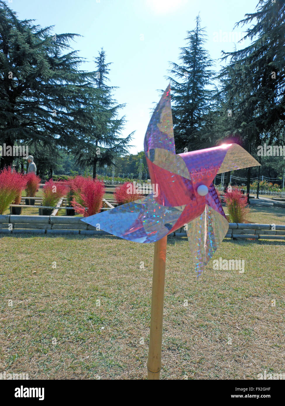 Pinwheel origami, Japan garden decoration Stock Photo - Alamy