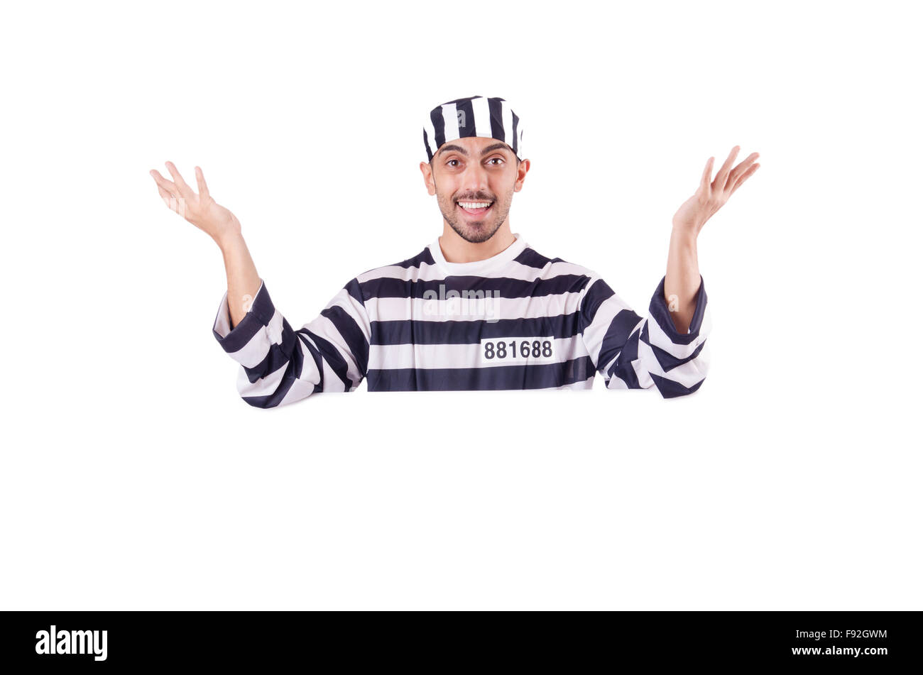 Convict criminal in striped uniform Stock Photo - Alamy