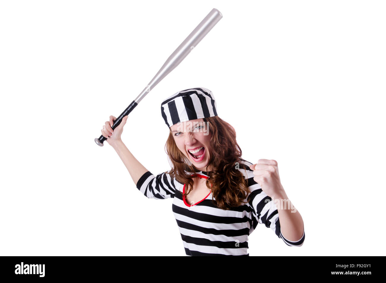 Convict criminal in striped uniform Stock Photo - Alamy