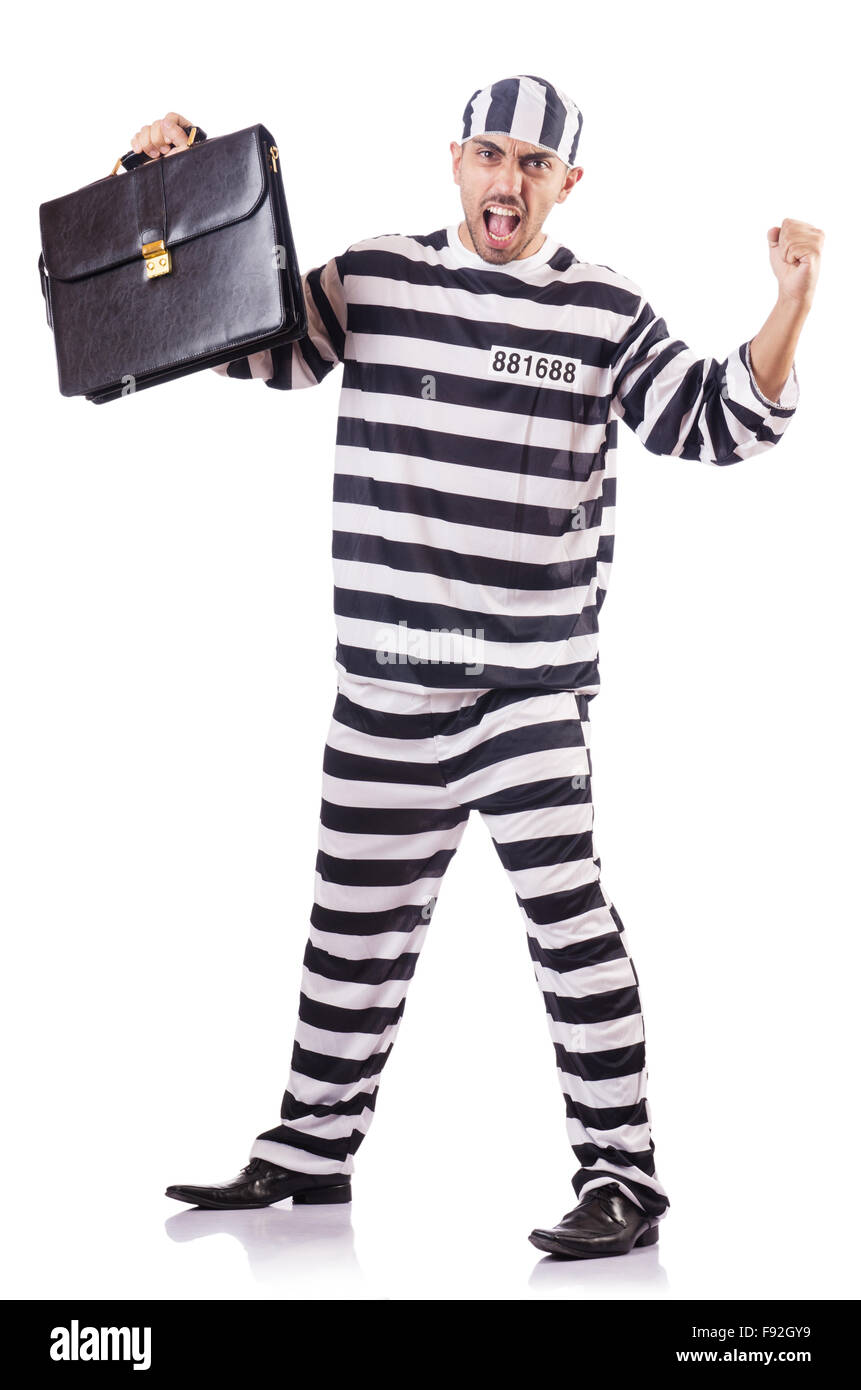 Convict criminal in striped uniform Stock Photo - Alamy