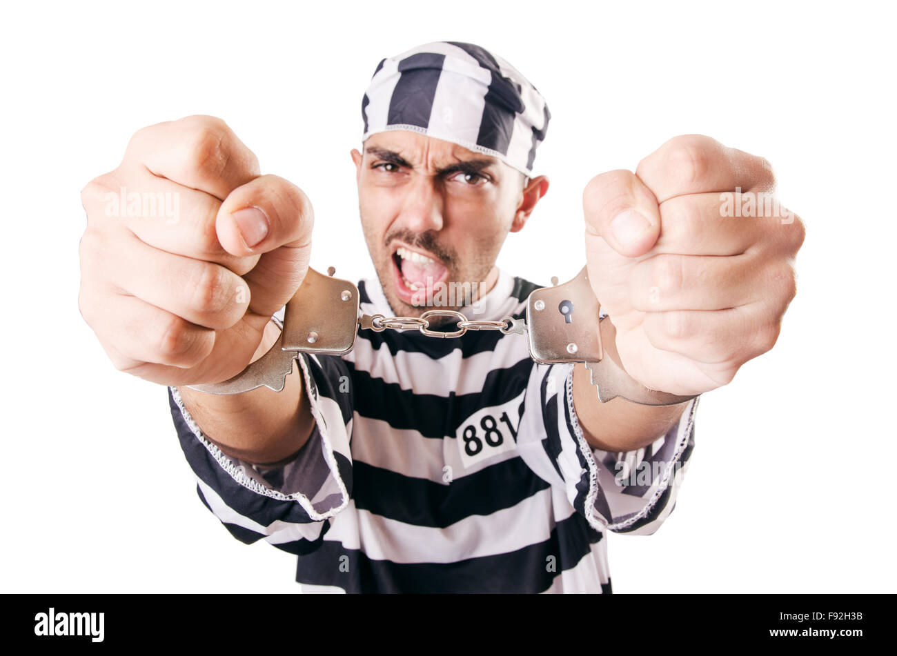 Convict criminal in striped uniform Stock Photo - Alamy