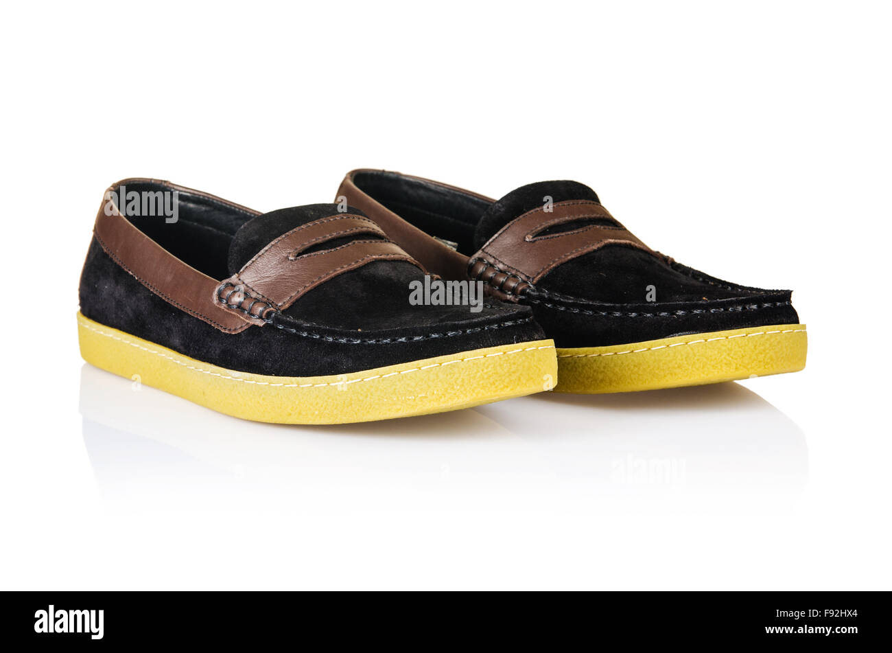Sporty shoes in sport shoes concept on white Stock Photo - Alamy