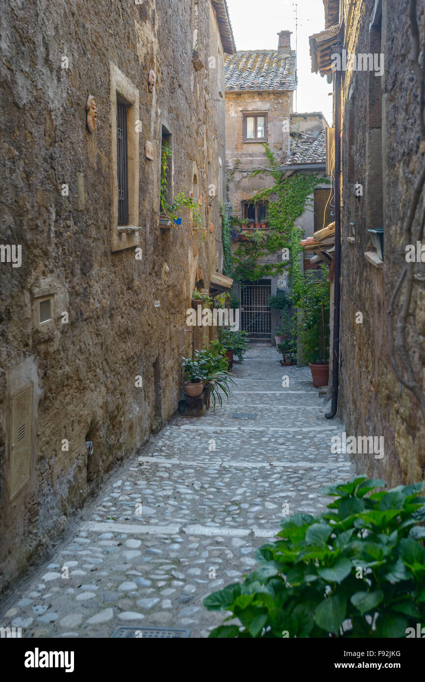 little street in an ancient village called Calcata, near Rome Italy ...