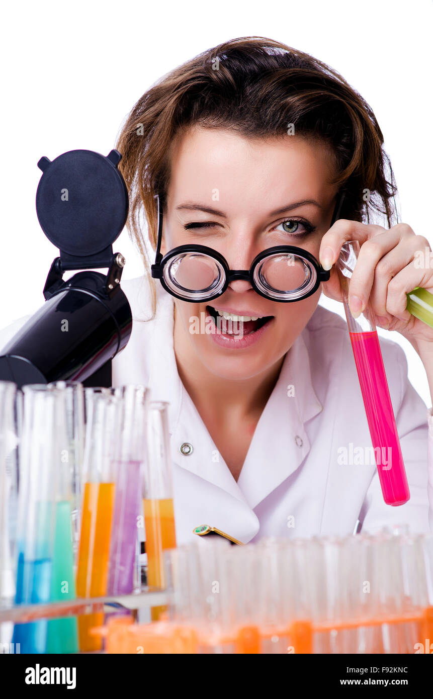 Crazy woman chemist in lab hi-res stock photography and images - Alamy
