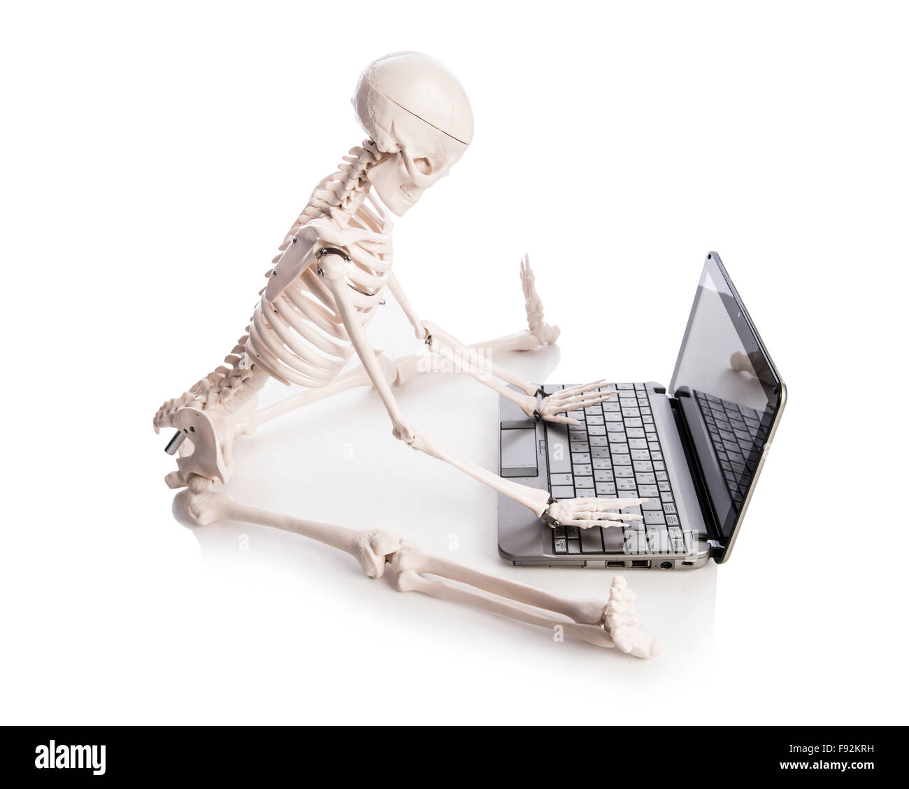 Skeleton working on laptop Stock Photo - Alamy