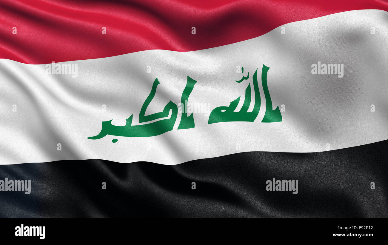 Highly detailed flag of Iraq waving in the wind Stock Photo - Alamy