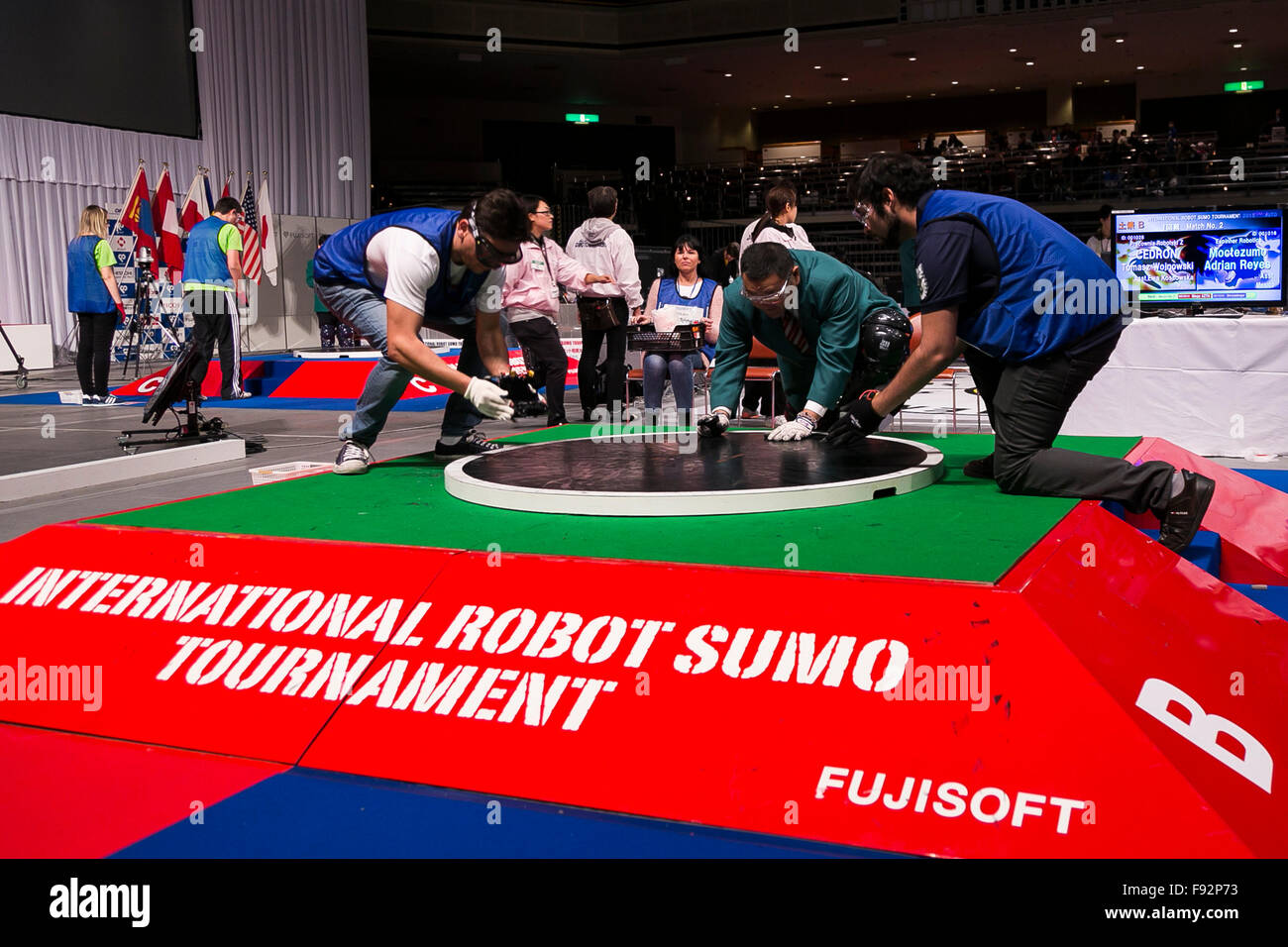 Robot operators compete at the International Robot Sumo Tournament 2015 ...