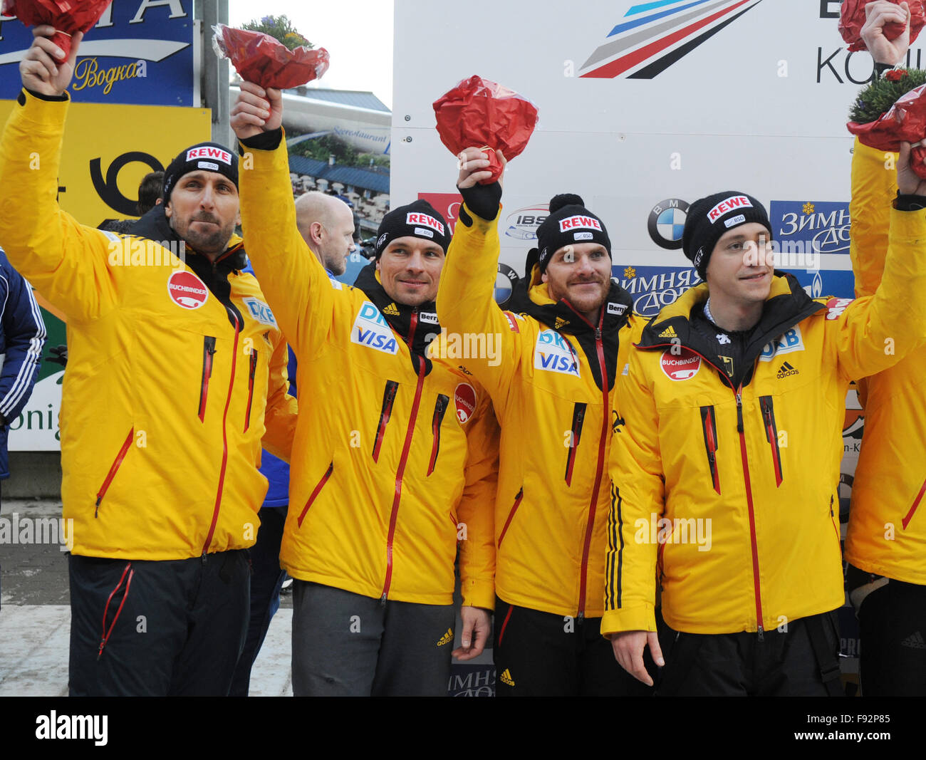 Koenigssee, Germany. 13th Dec, 2015. German bobber Maximilian Arndt (2 ...