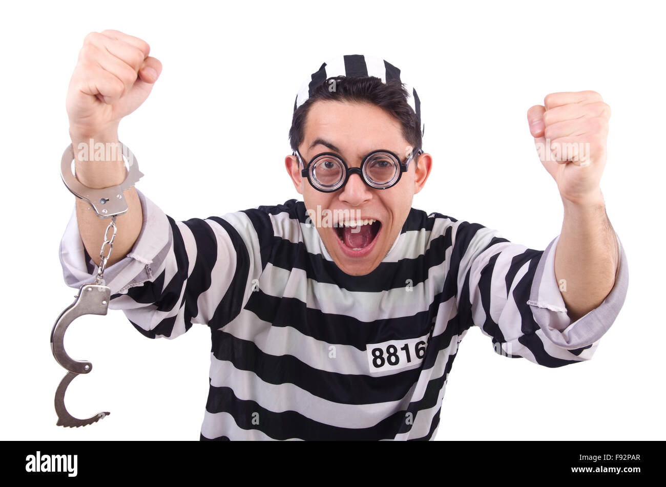 Funny convict isolated on the white Stock Photo - Alamy