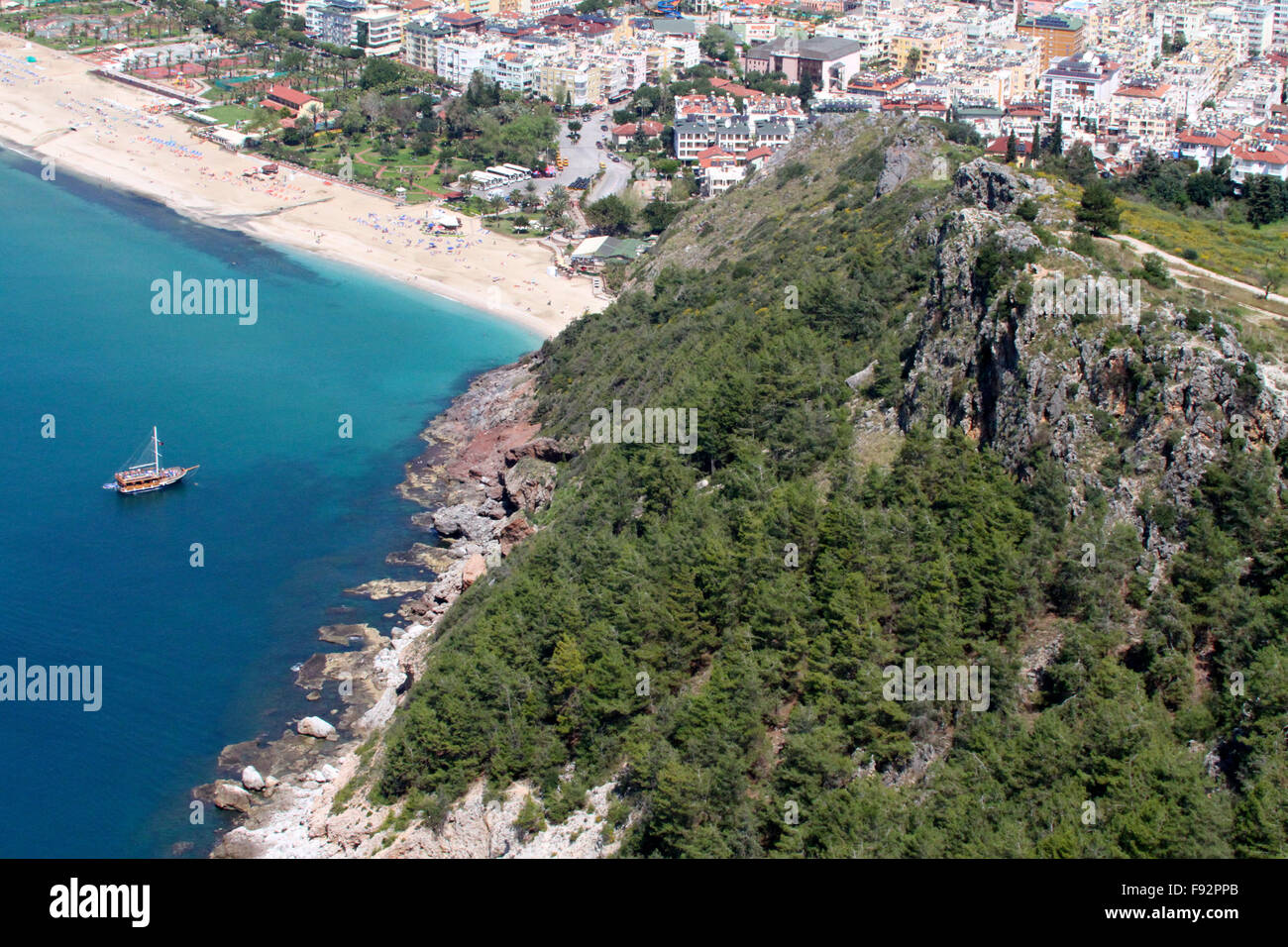 Alanya city hill, sea coast, Turkey Stock Photo - Alamy