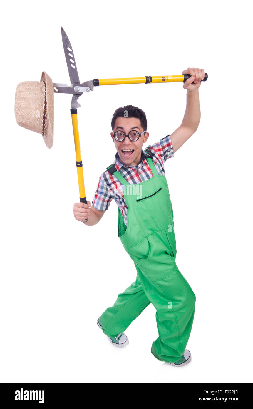 Boy trimming plant with shears hi-res stock photography and images - Alamy