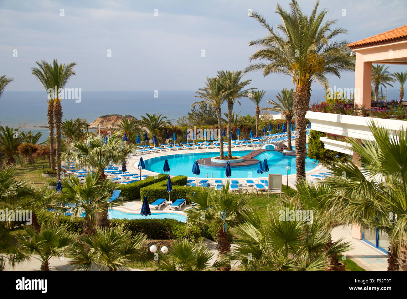 Swimming pool at luxury villa, Rhodes Greece Stock Photo - Alamy