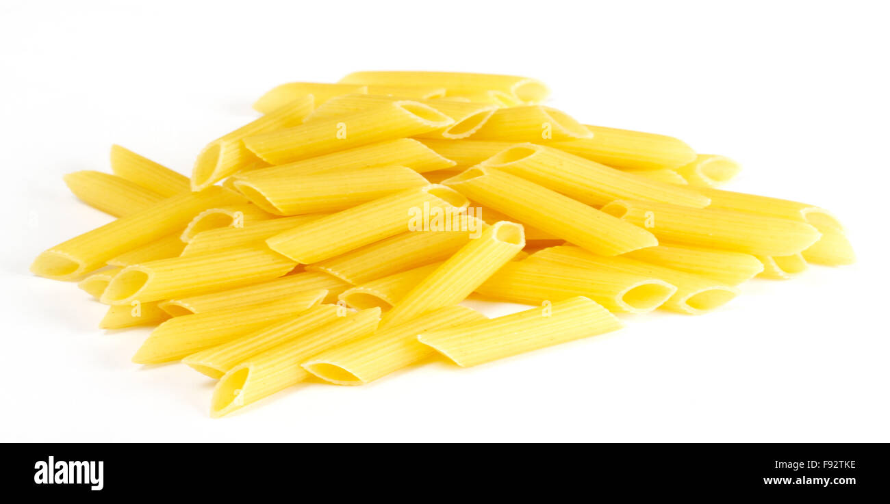 dried italian pasta (macaroni) isolated on white background Stock Photo ...