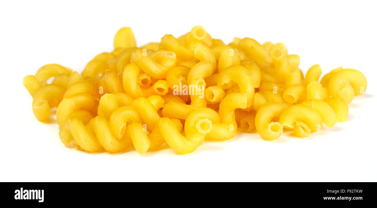 dried italian pasta (macaroni) isolated on white background Stock Photo ...