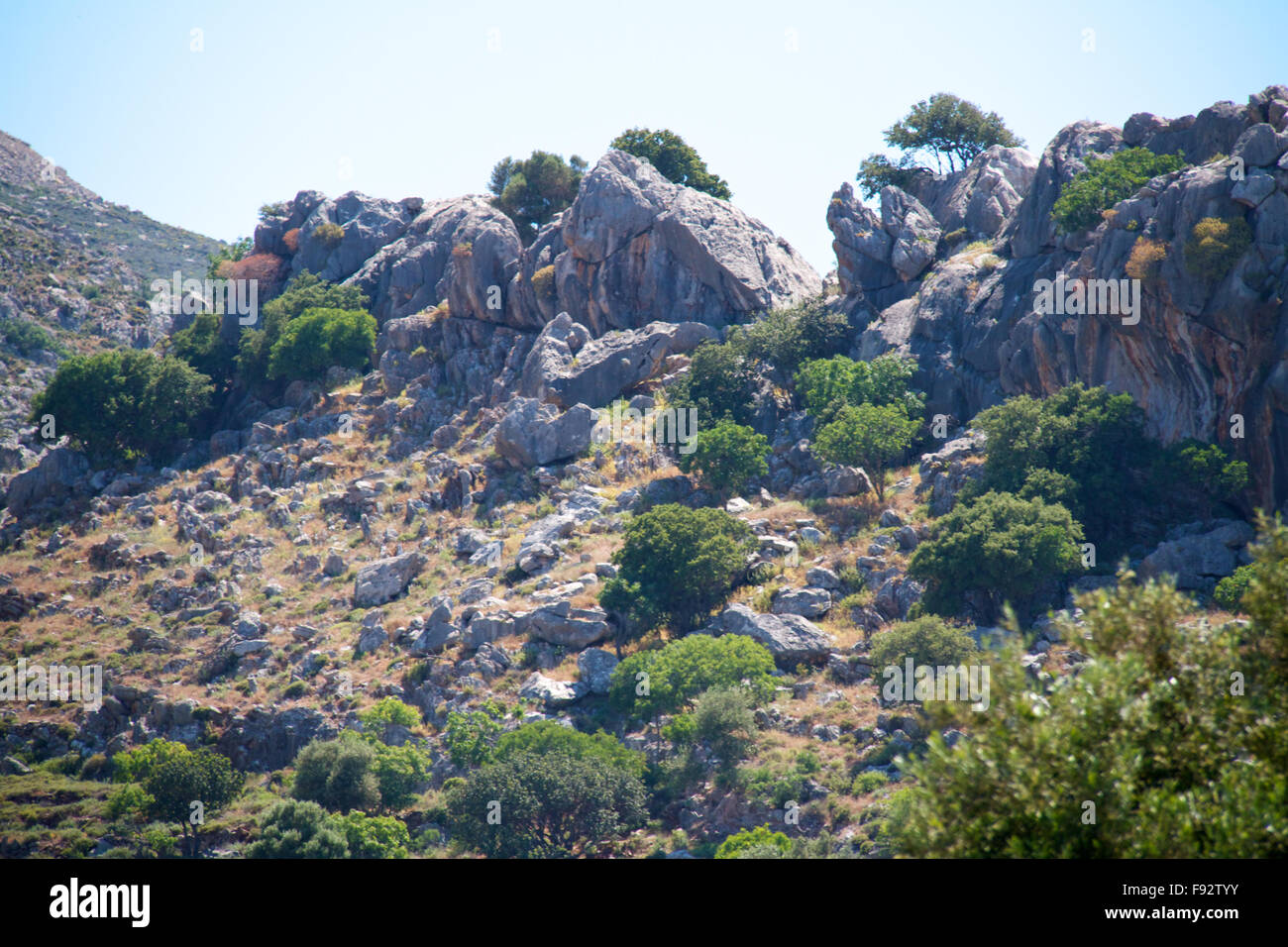 High mountain and Rocks in Greece Rhodes Stock Photo - Alamy