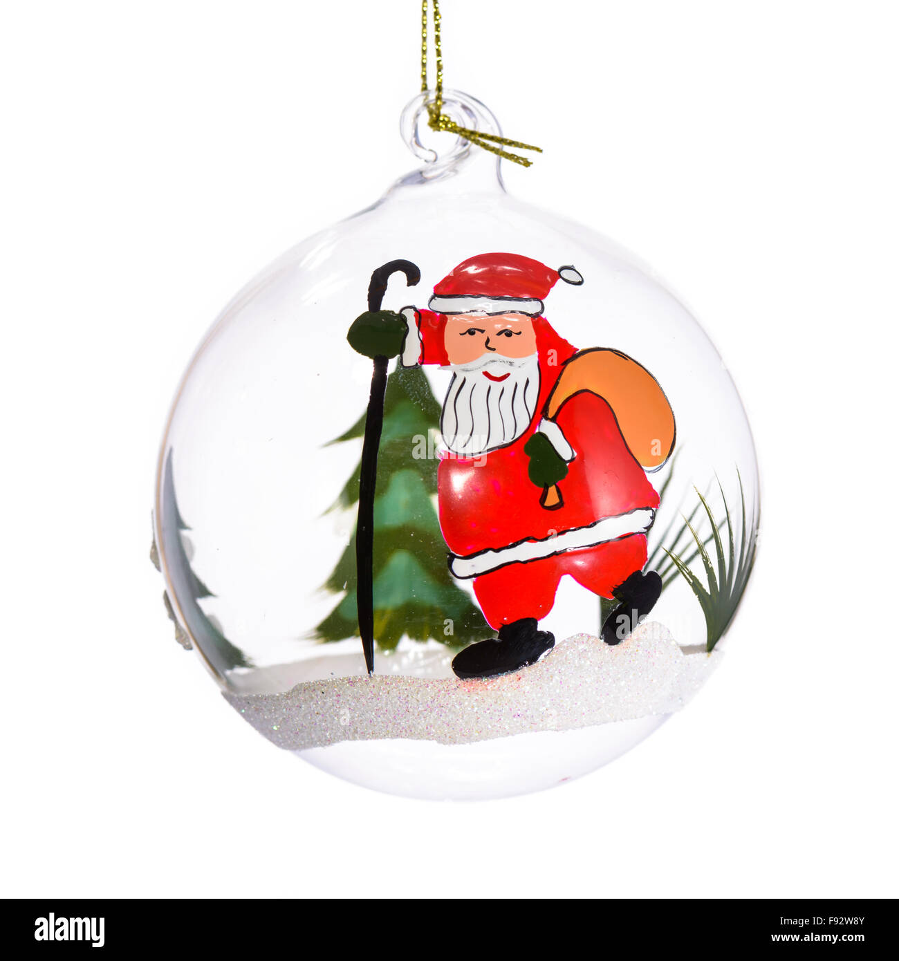 Crystal christmas ball with santa klaus and a tree Stock Photo - Alamy