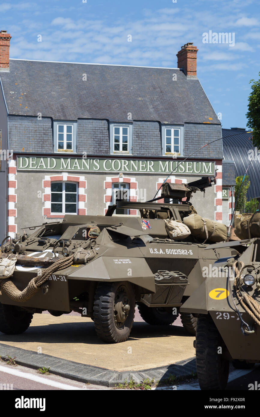 An armoured vehicle parked outside the Dead Mans Corner Museum in ...