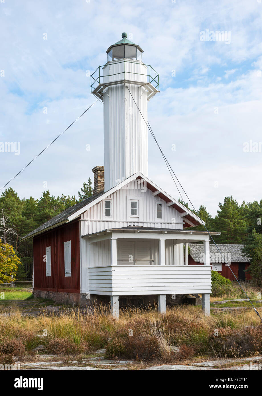 Old lighthouse at lake Vanern, Sweden Stock Photo - Alamy