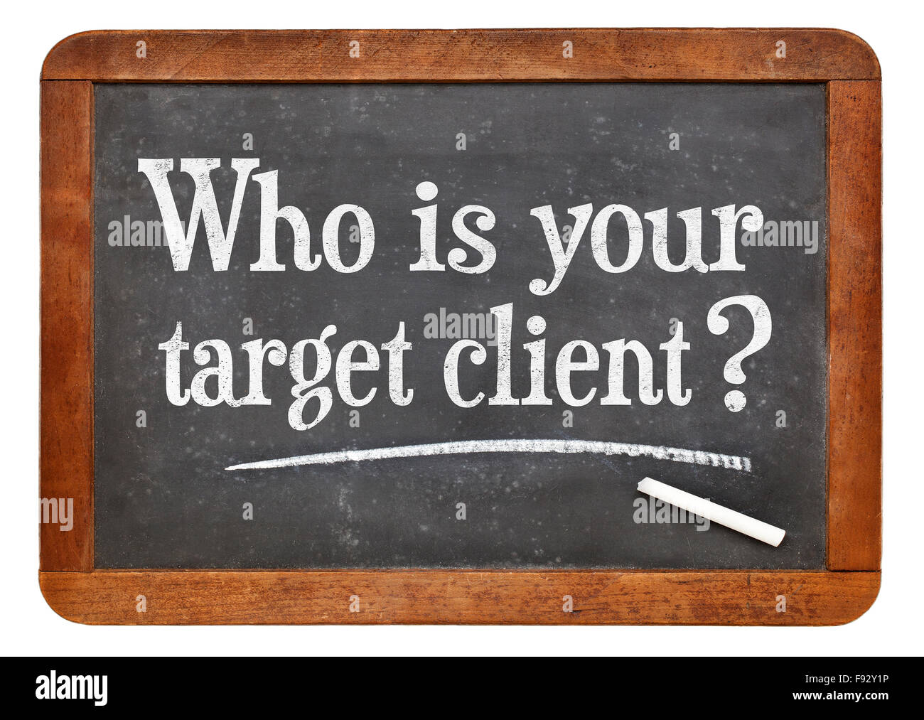What is your target client question. Market research concept - white ...