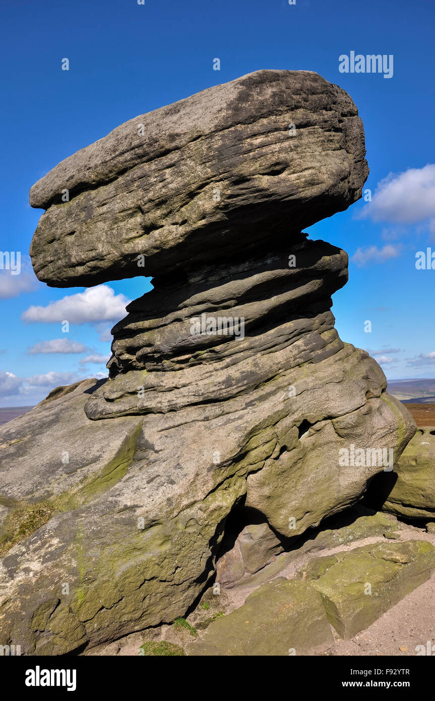 A rock formation at Back Tor, high on the hills at Derwent edge in the ...