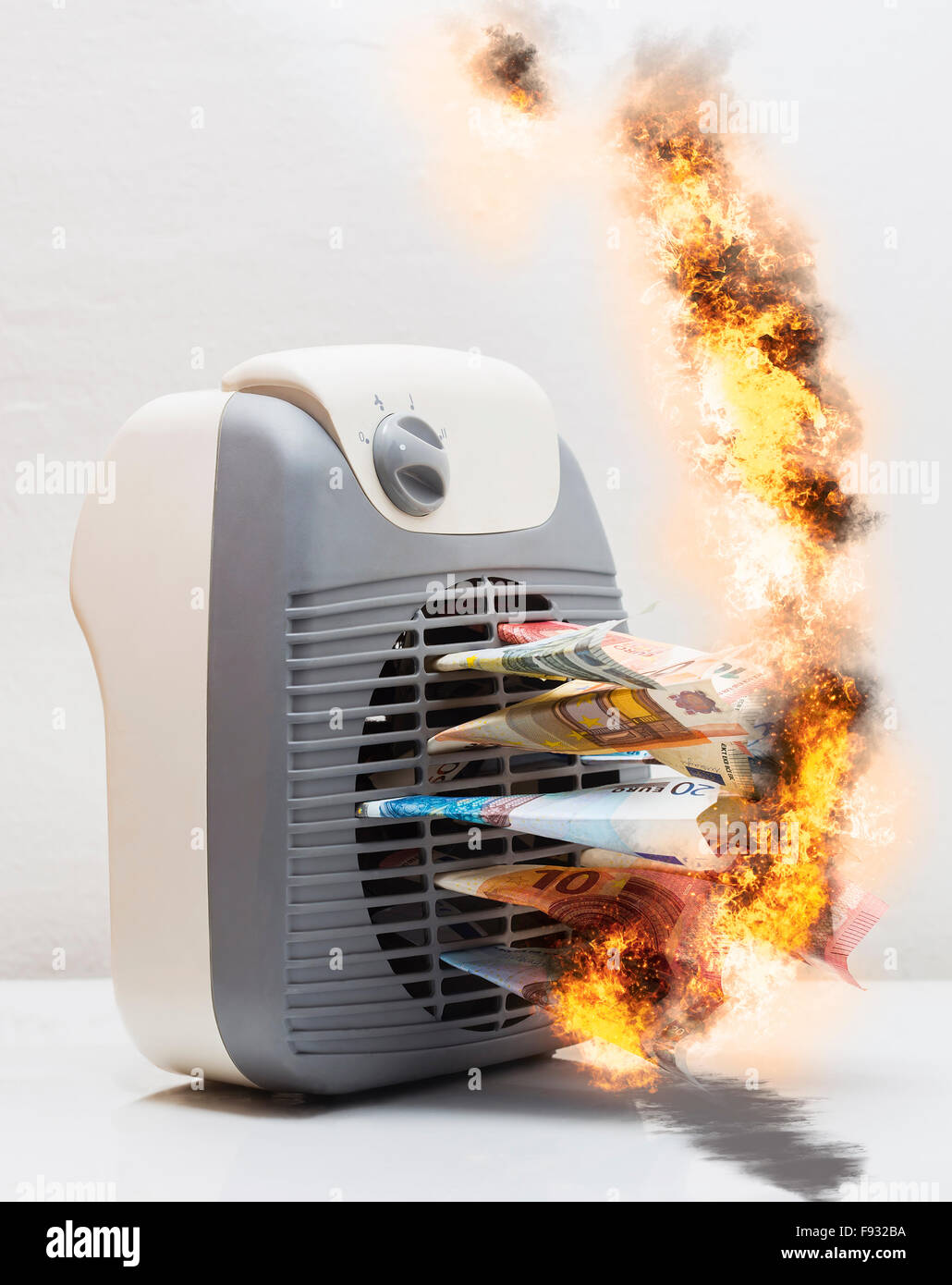 Burning hot air heater Stock Photo - Alamy