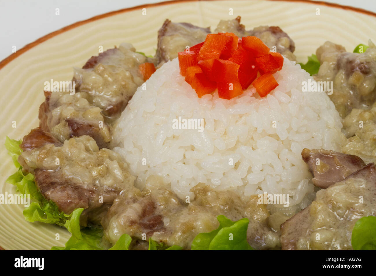 Rice and pork japanese style Stock Photo - Alamy