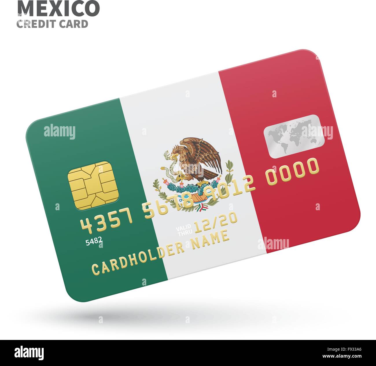 Credit card with Mexico flag background for bank, presentations and ...