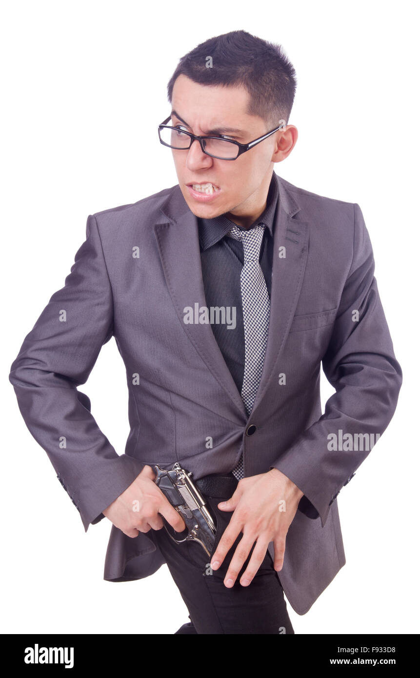 Funny Businessman Gun On White High Resolution Stock Photography and ...