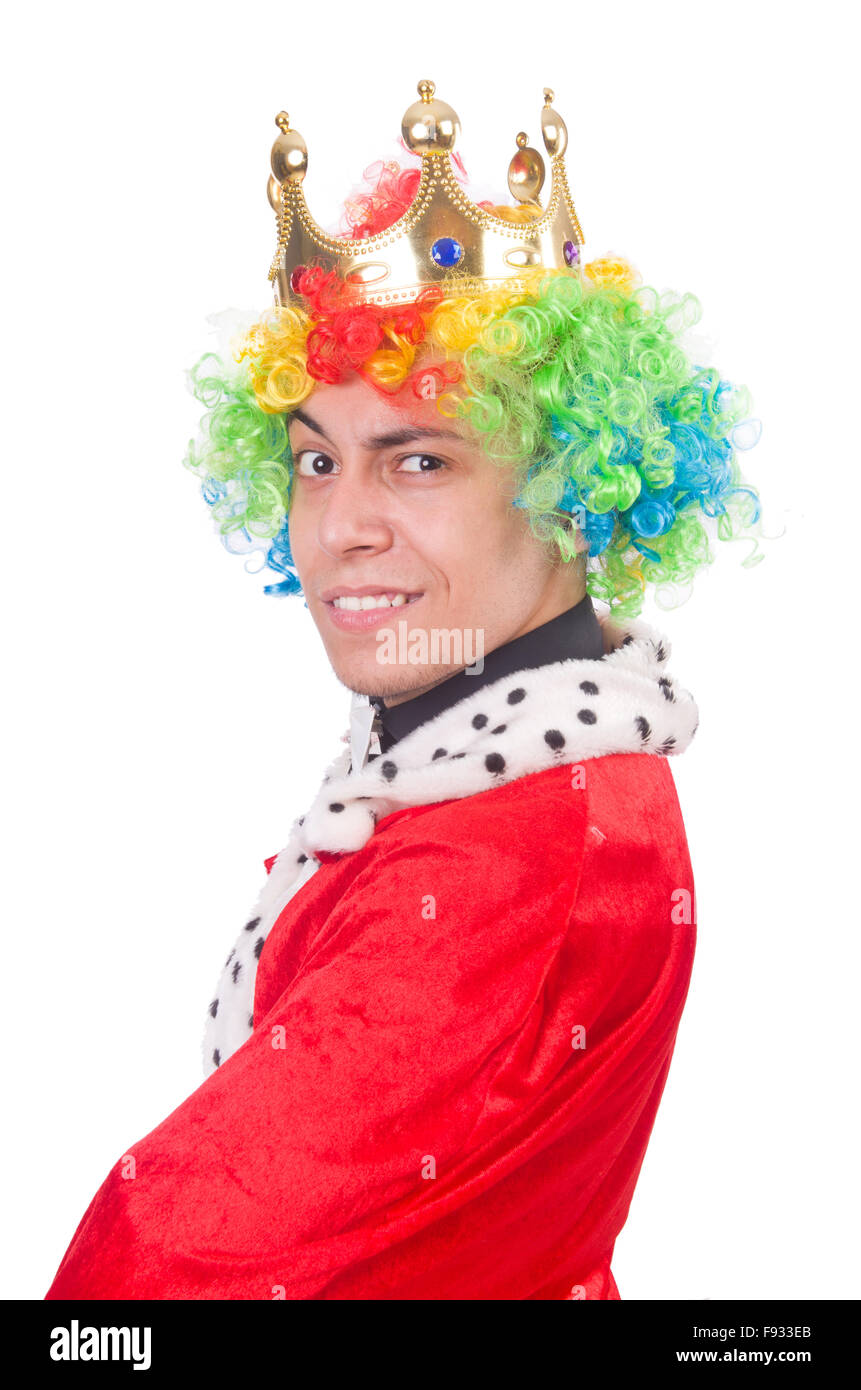 Businessman with crown isolated on white Stock Photo - Alamy