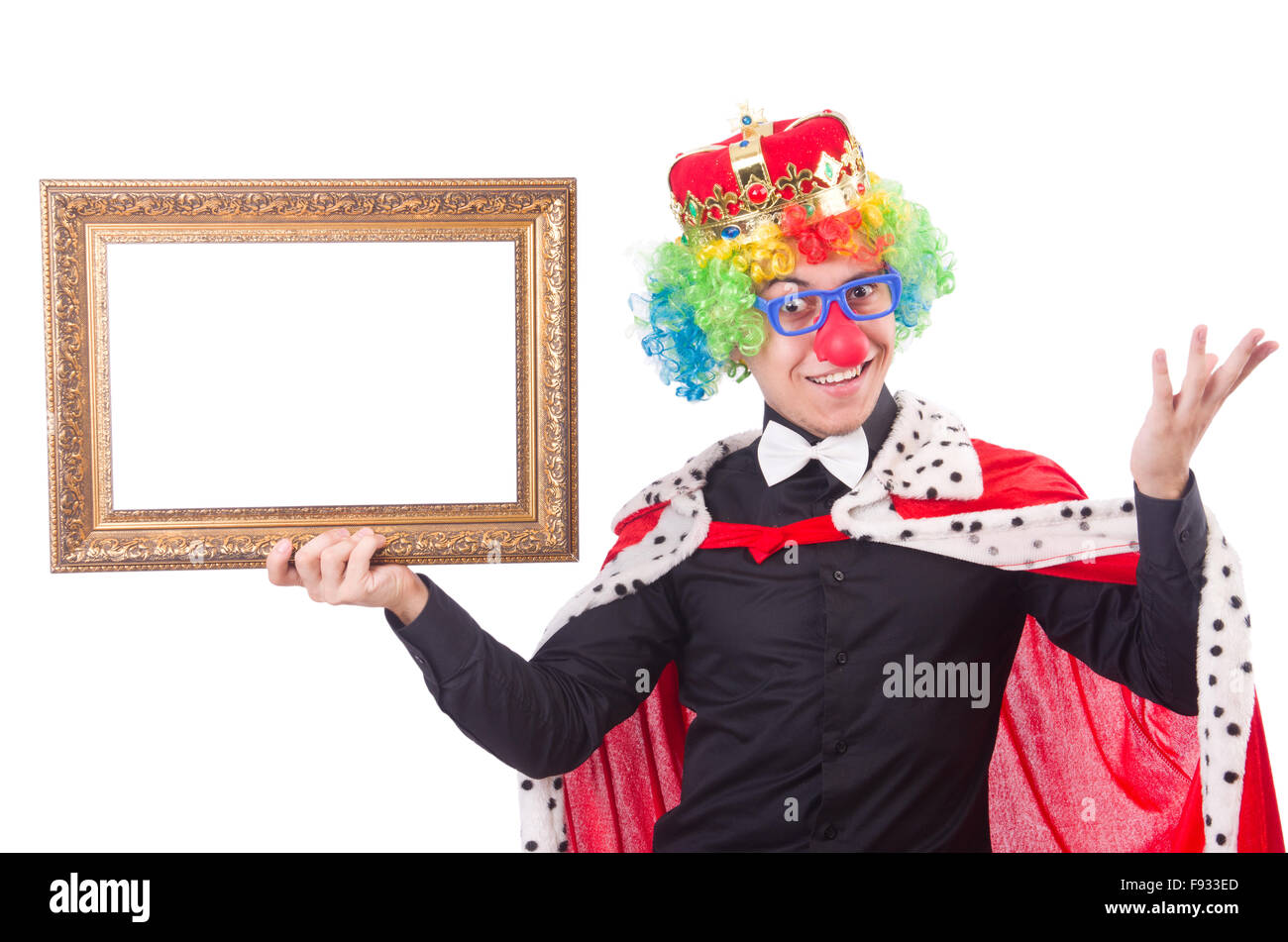 Businessman with crown isolated on white Stock Photo - Alamy