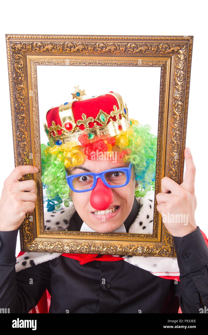Businessman with crown isolated on white Stock Photo - Alamy
