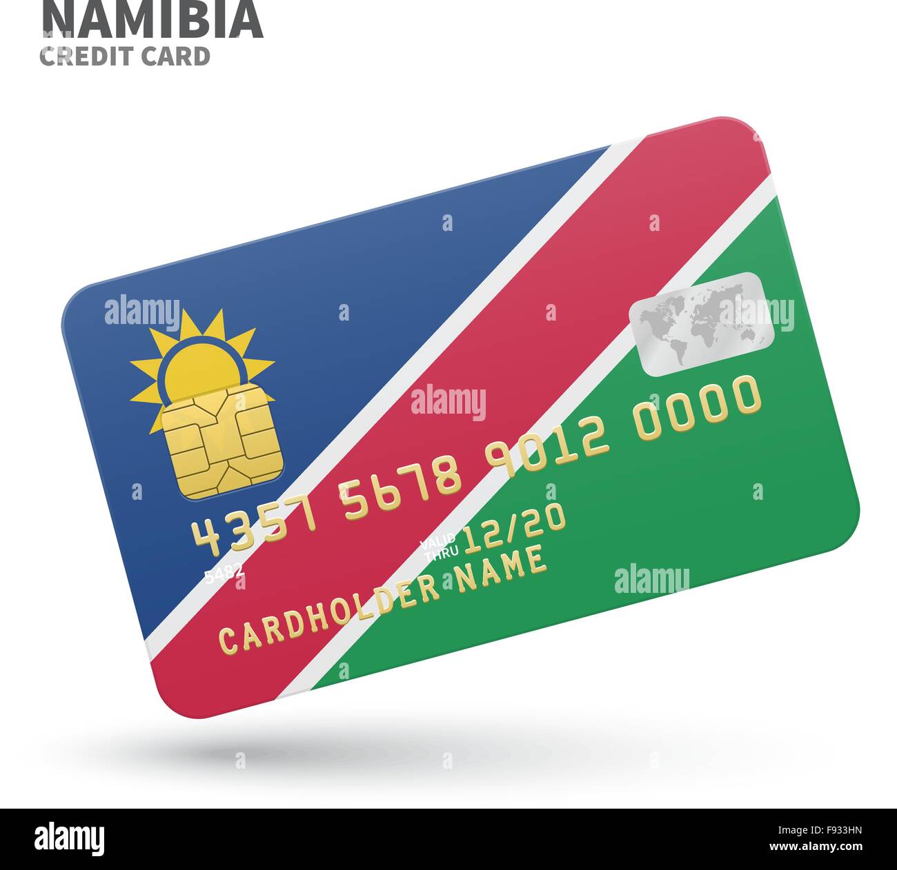 Credit card with Namibia flag background for bank, presentations and ...