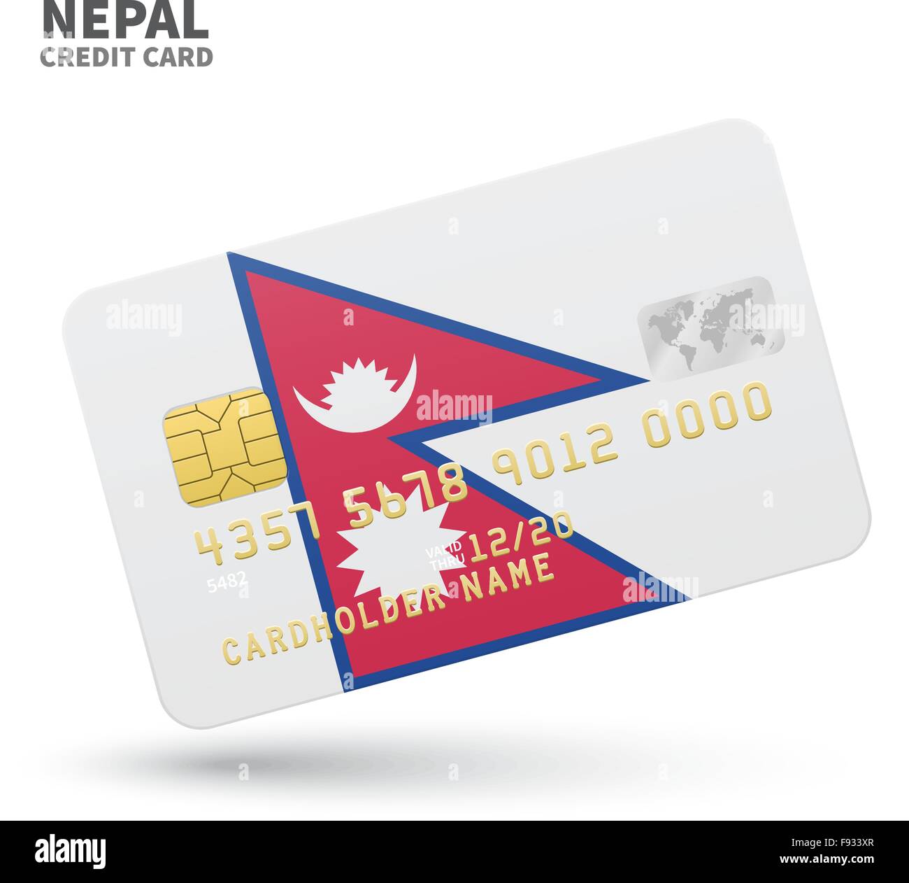 Credit card with Nepal flag background for bank, presentations and ...