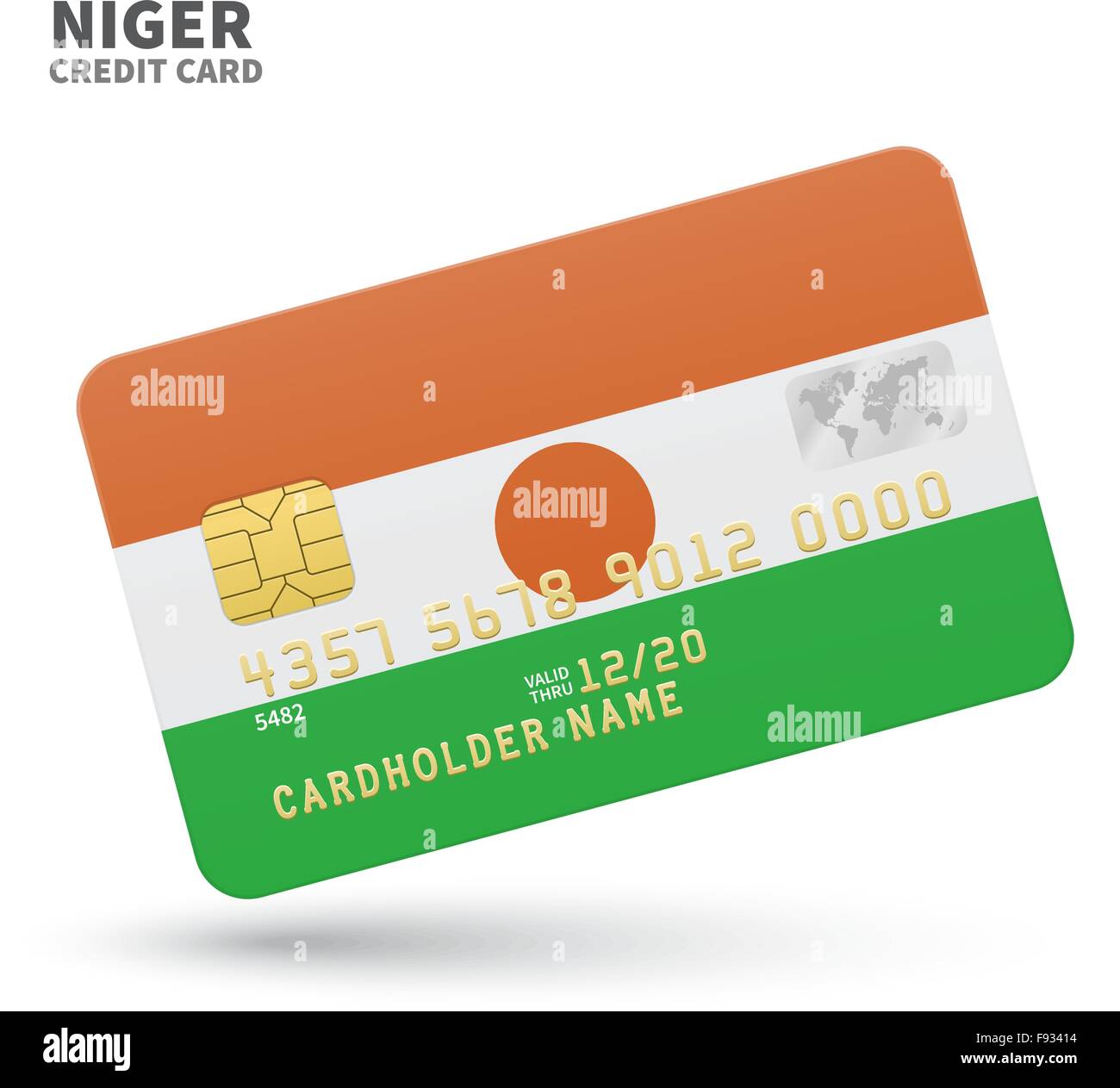 Credit card with Niger flag background for bank, presentations and ...
