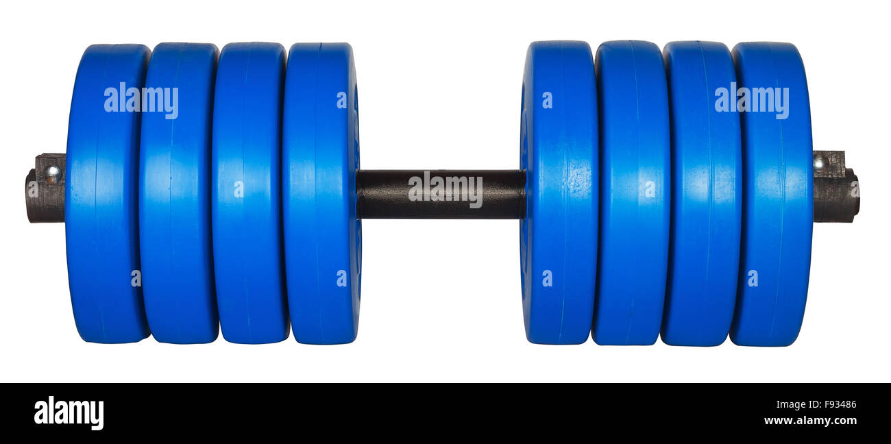 blue dumbells weight isolated on white background Stock Photo - Alamy