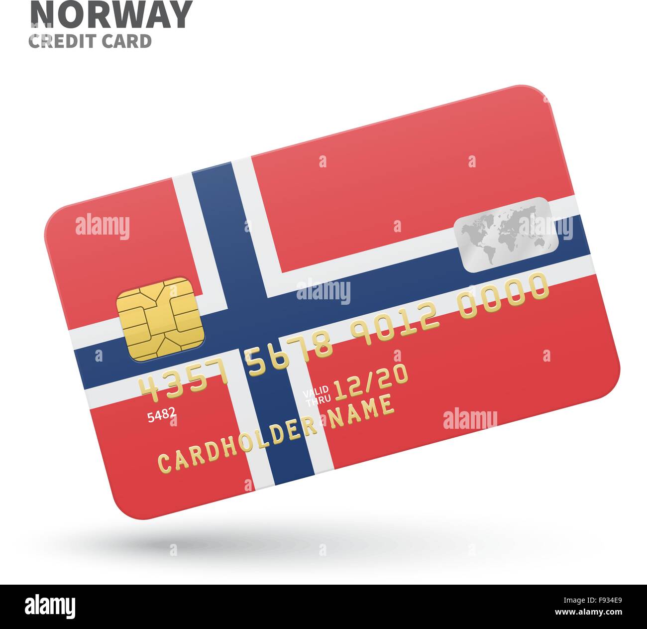 Credit card with Norway flag background for bank, presentations and ...