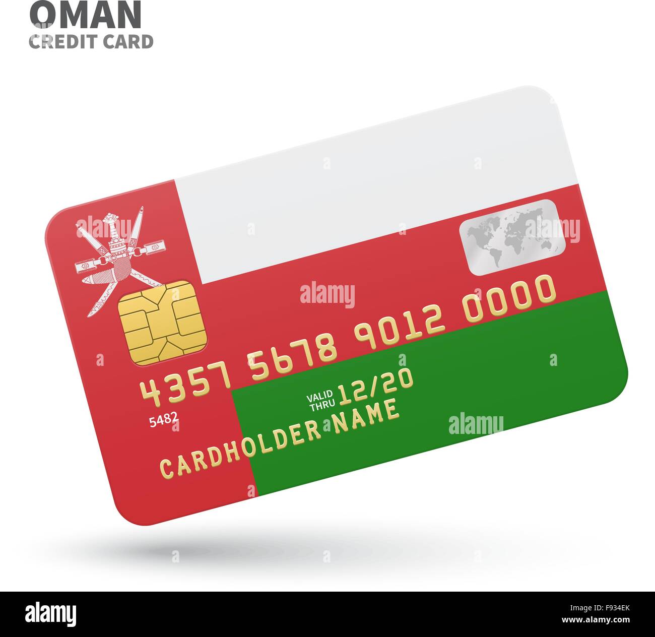 Credit card with Oman flag background for bank, presentations and ...