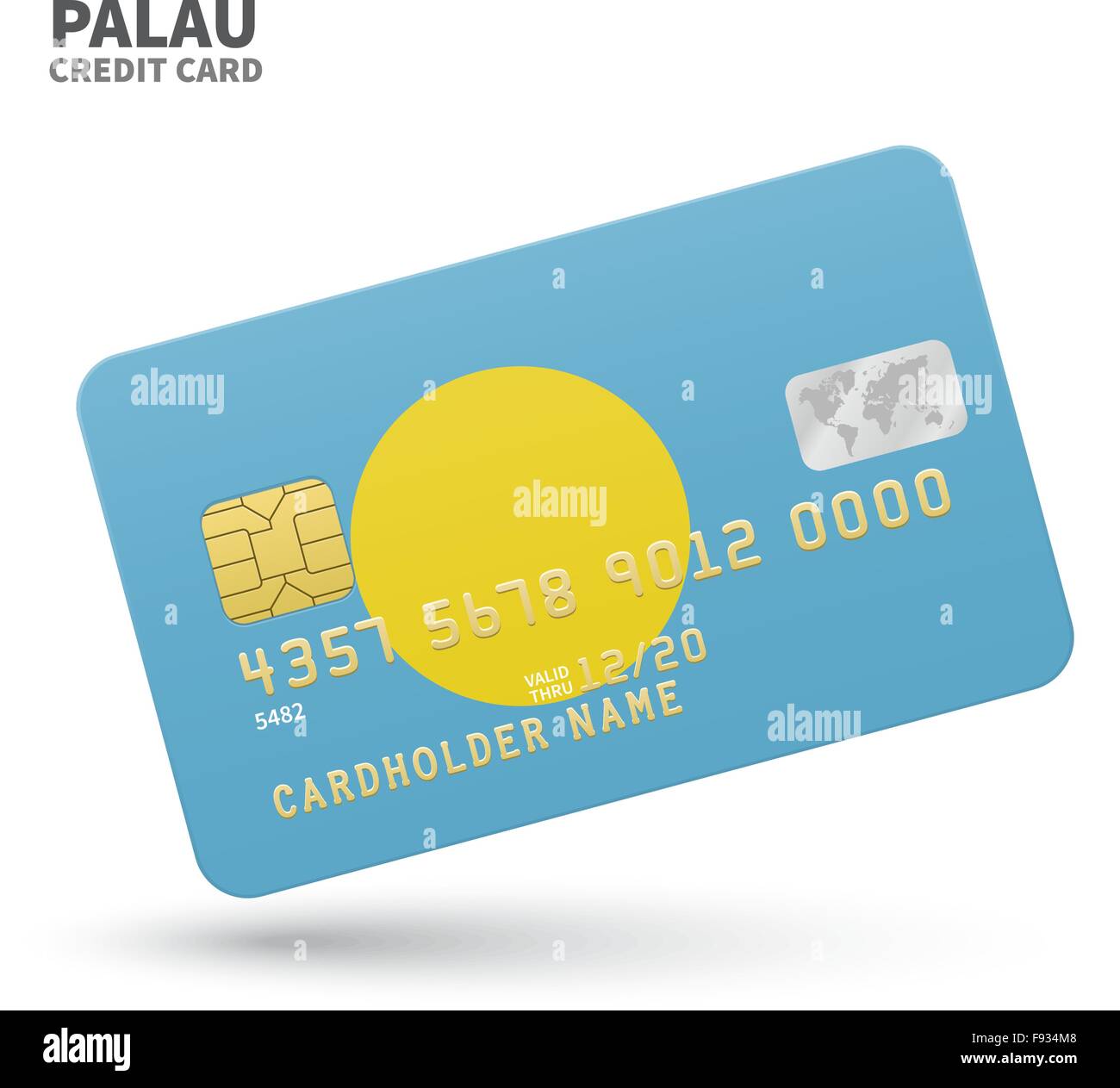 Credit card with Palau flag background for bank, presentations and ...