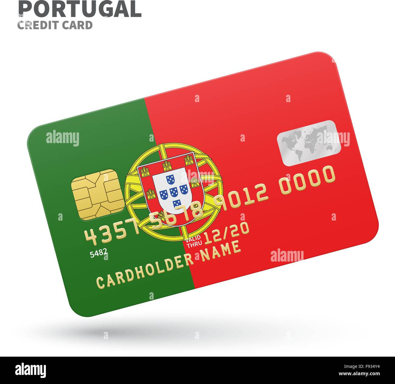 Credit card with Portugal flag background for bank, presentations and ...