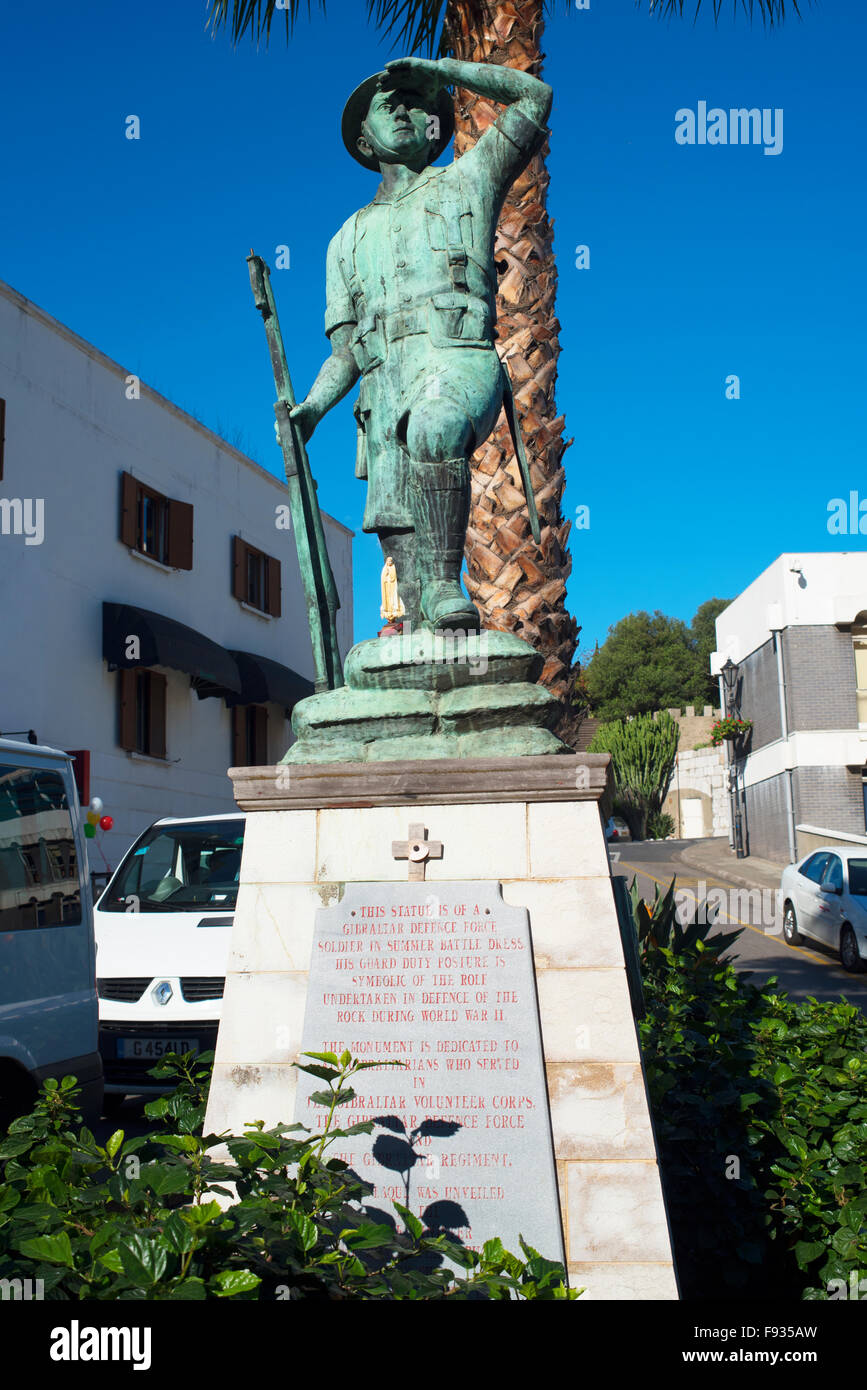 Memorial Statue on the Rock of Gibraltar at the entrance to the ...