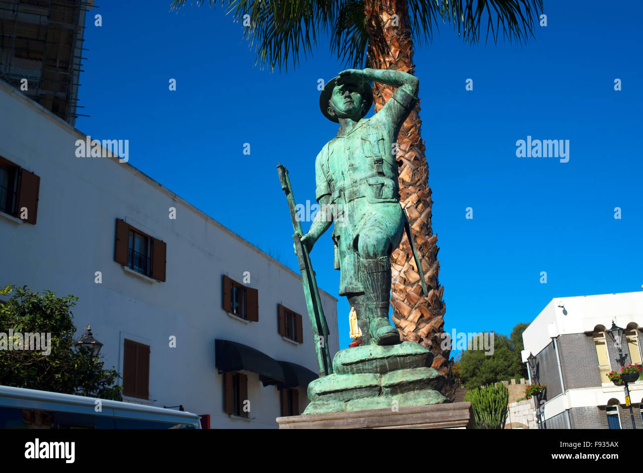 Memorial Statue on the Rock of Gibraltar at the entrance to the ...