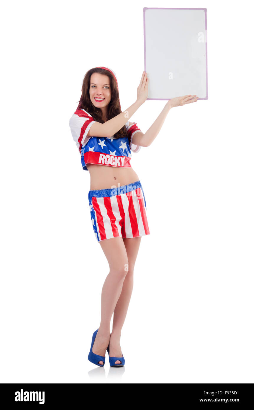 Woman boxer in uniform with US symbols Stock Photo - Alamy