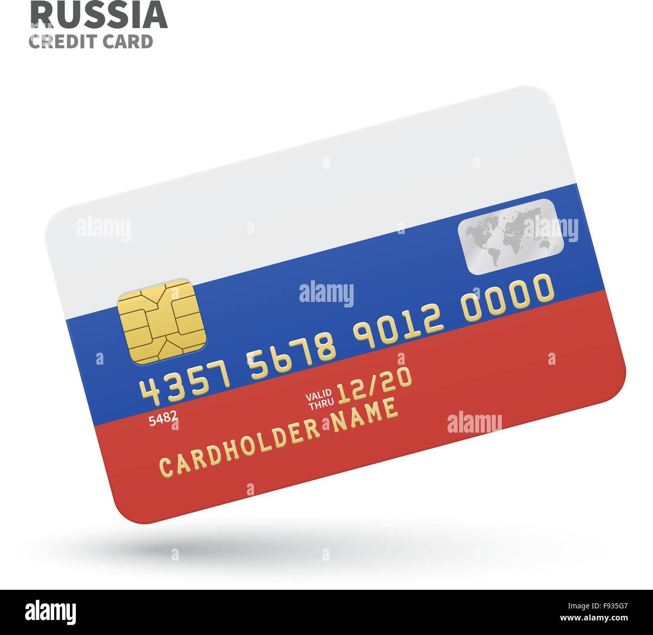 Credit card with Russia flag background for bank, presentations and ...