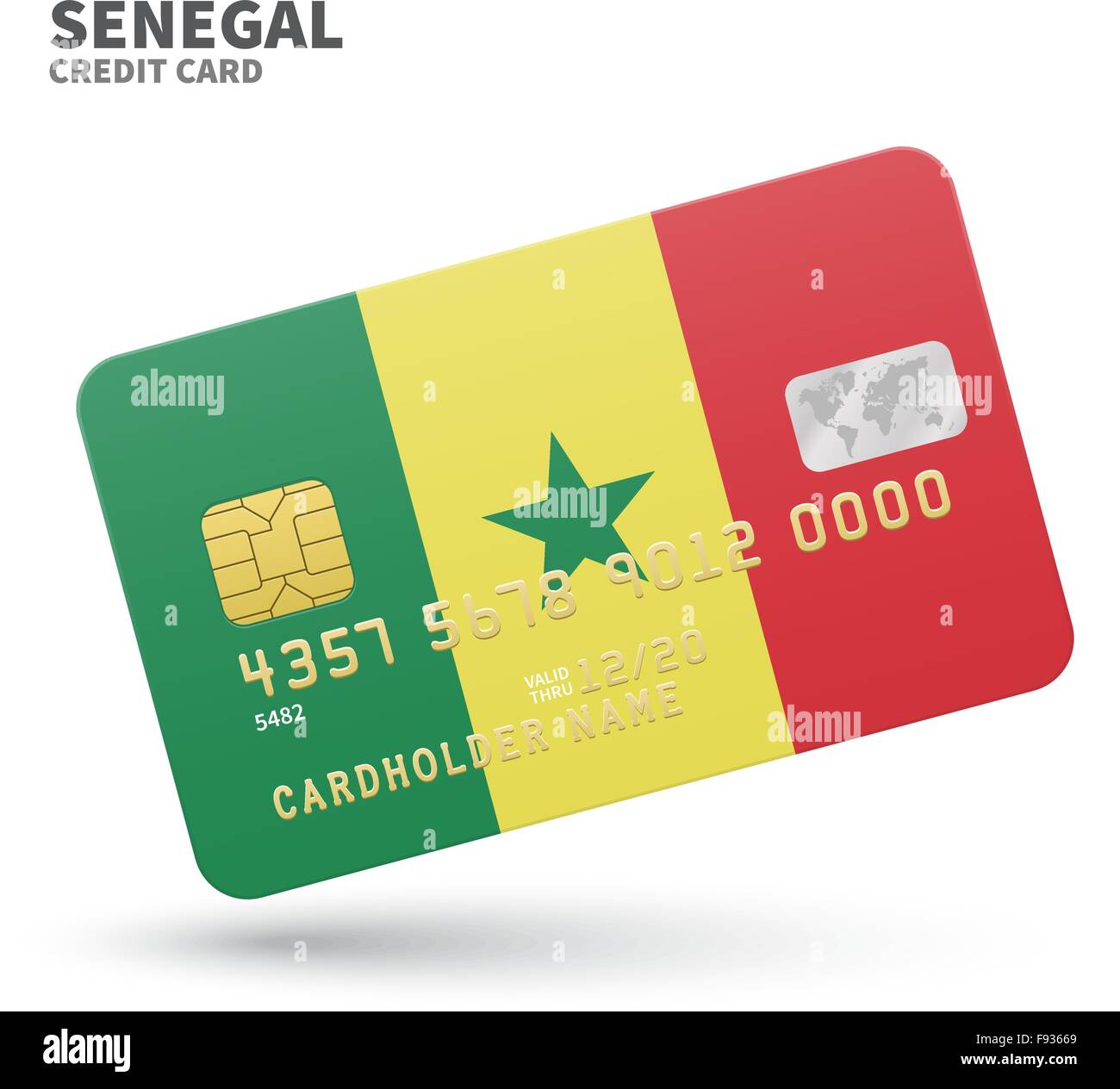 Credit card with Senegal flag background for bank, presentations and ...