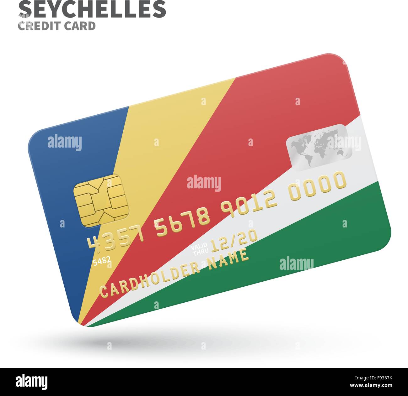 Credit card with Seychelles flag background for bank, presentations and ...
