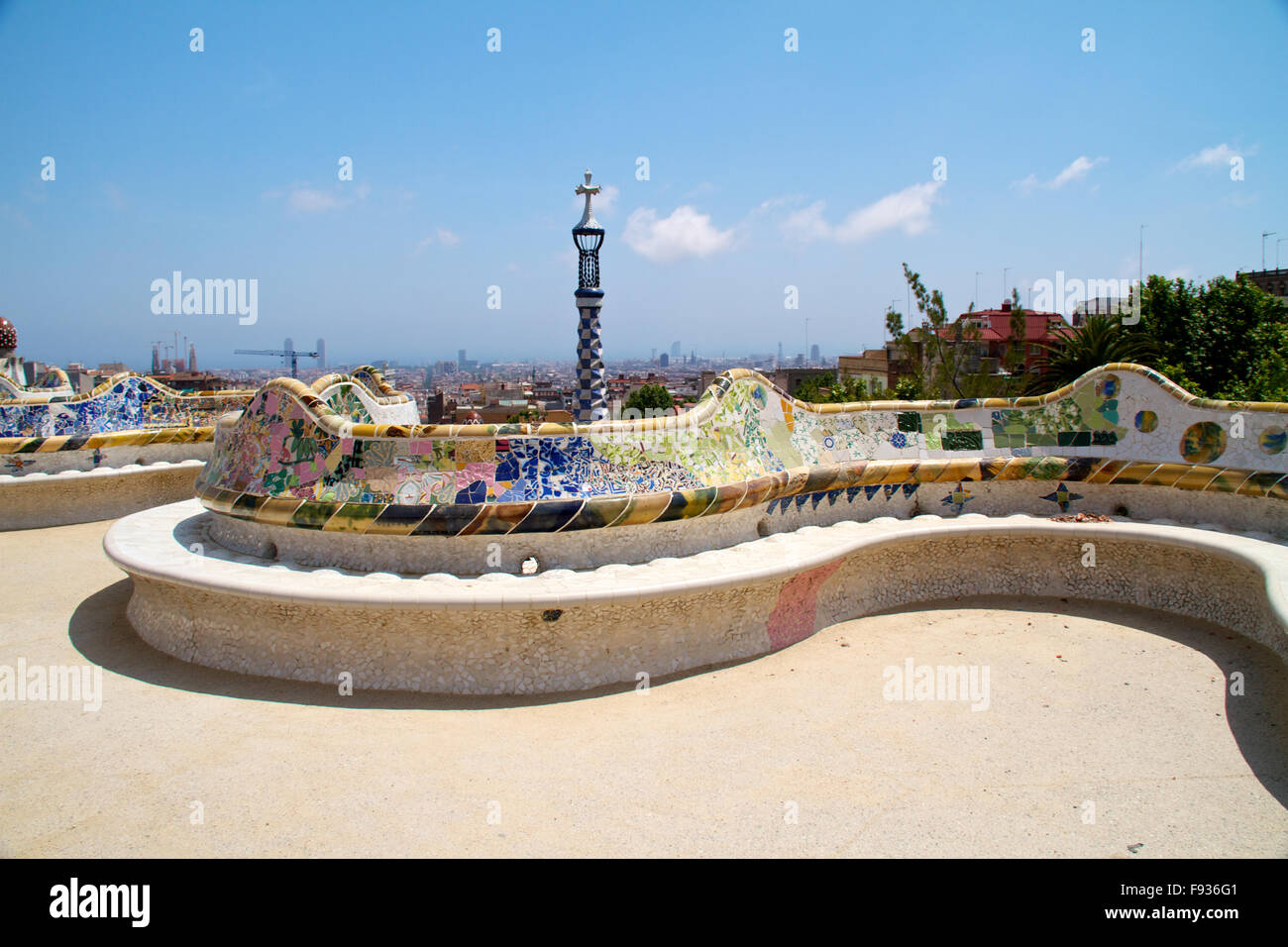 BARCELONA - May 27: The surreal Parc Guell by Antoni Gaudi, one of ...