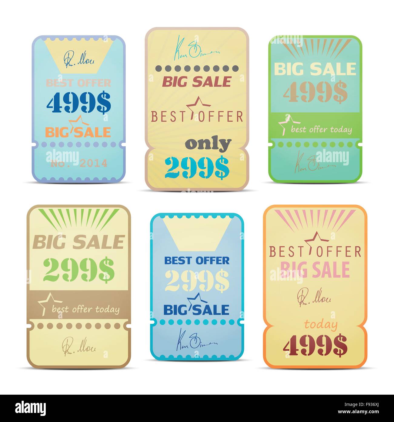 set of retro style paper tickets isolated on white background. vector ...