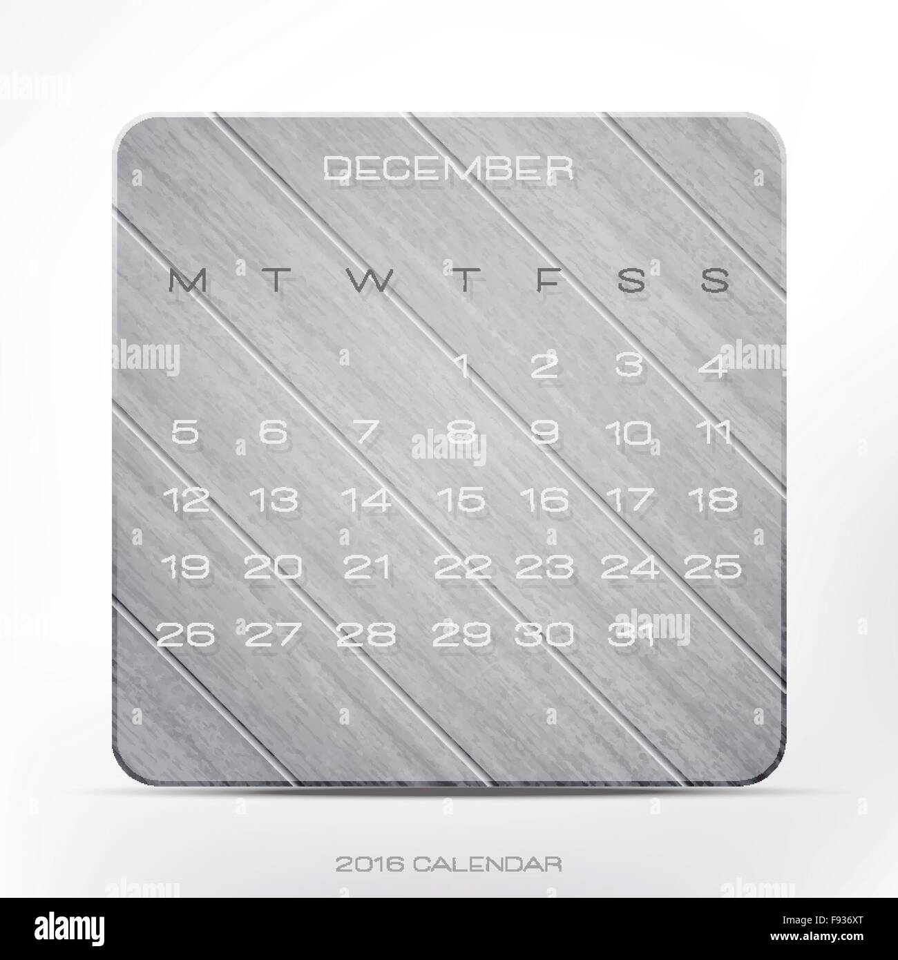 stylish, 2016 year calendar over gray wooden frame, isolated on white ...