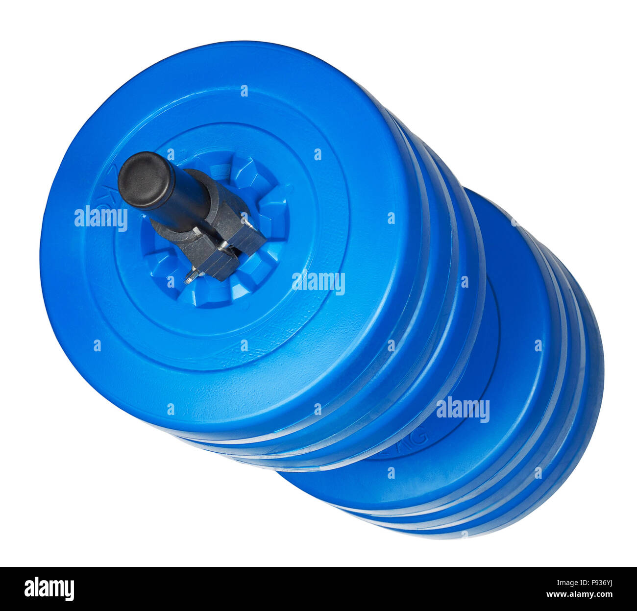 blue dumbbell for fitnes isolated over white background Stock Photo - Alamy