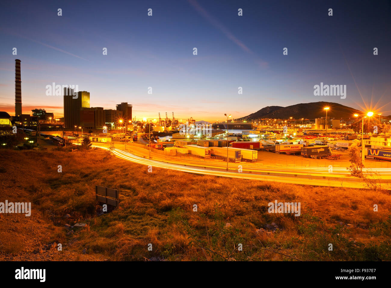 Industrial port and the central fish market in Piraeus, Athens Stock ...